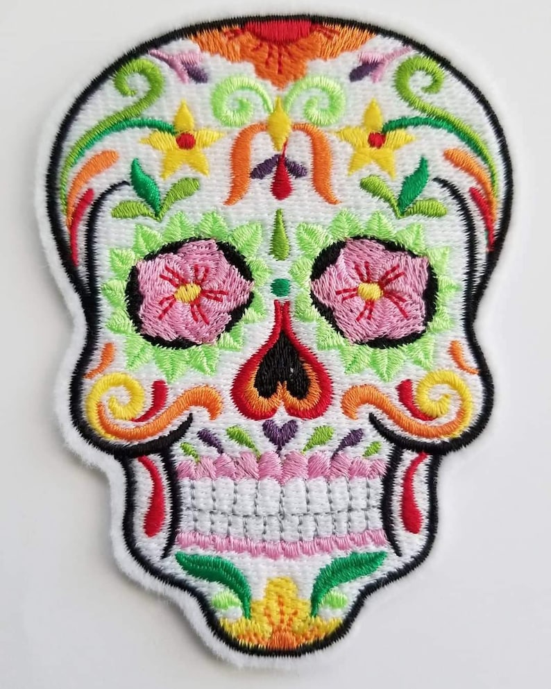 Sugar Skull Embroidered Patch Skull Patch Sugar Skull - Etsy