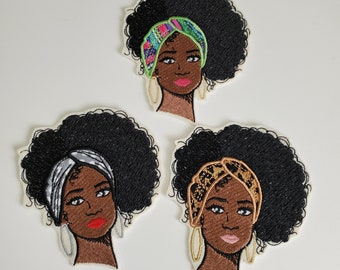 Afro Lady Embroidered Patch African American Patches Black - Etsy
