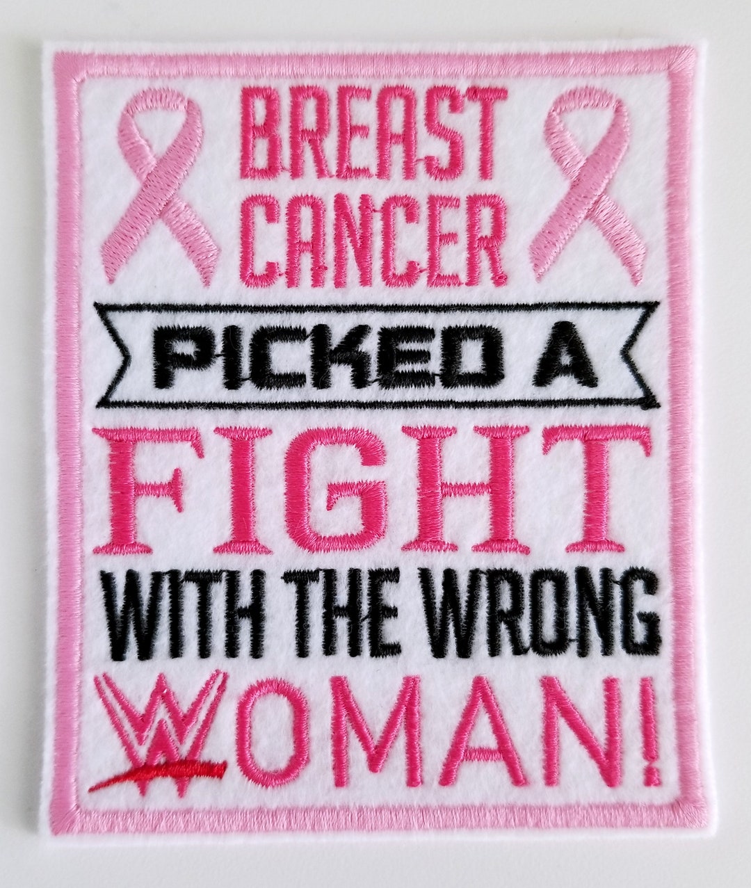 Breast Cancer Embroidered Patch - Cancer Embroidery - Pink Ribbon ...
