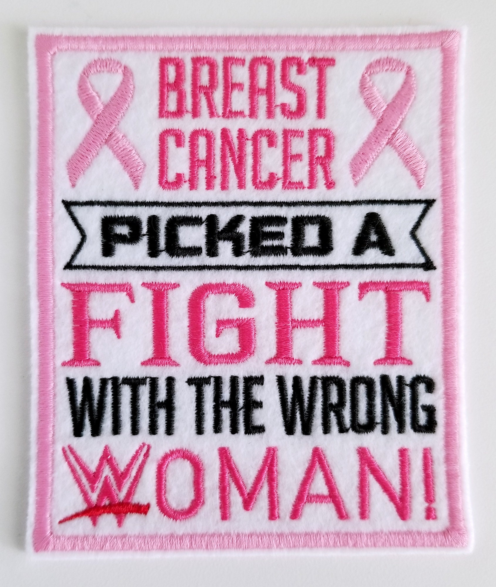 Breast Cancer Embroidered Patch Cancer Embroidery Pink - Etsy