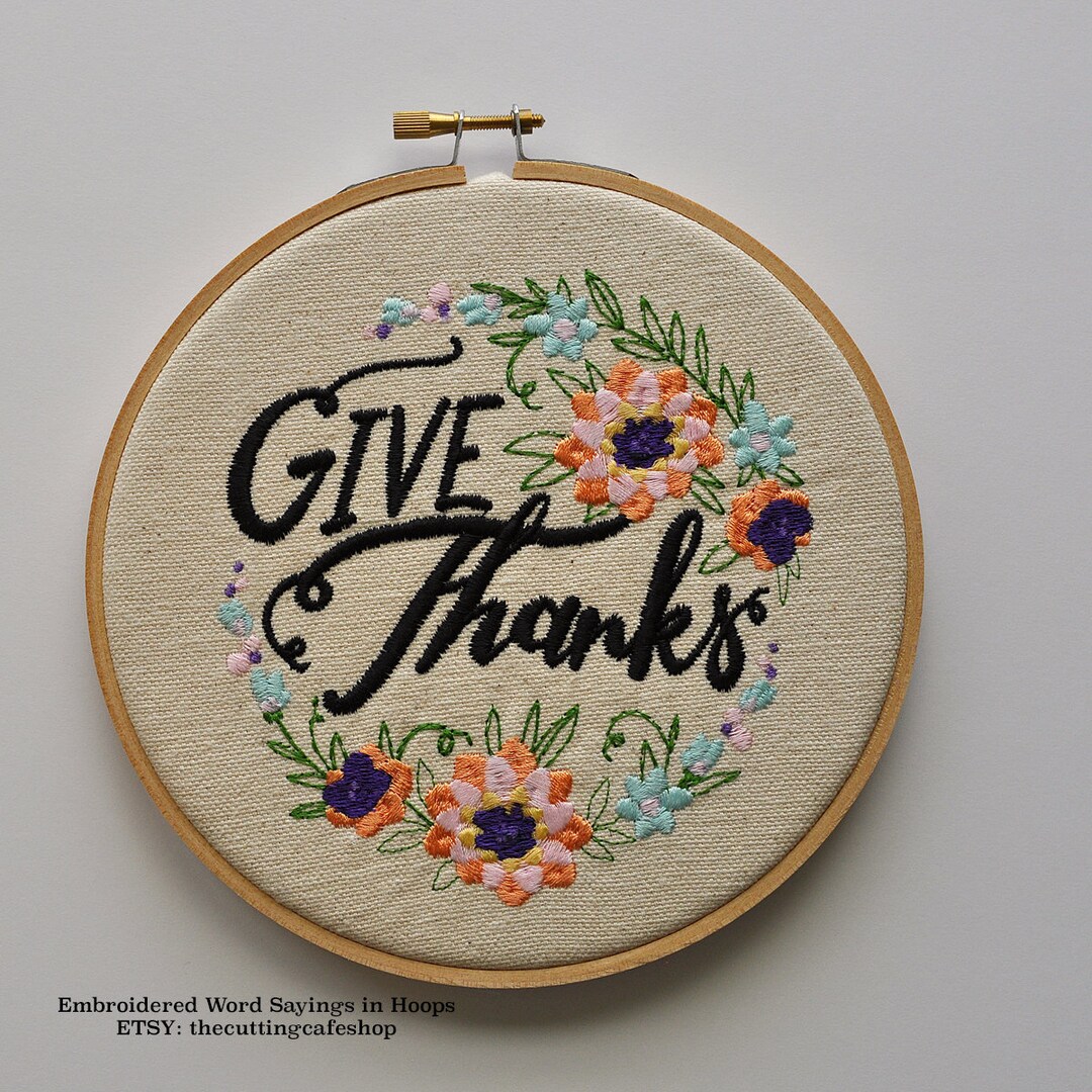 Give Thanks Embroidered Wall Art Embroidery Pictures Give Thanks ...