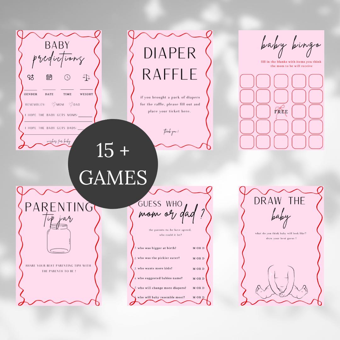 Pink Baby Shower Game Bundle: 16 Fun Games (editable Template) - Etsy