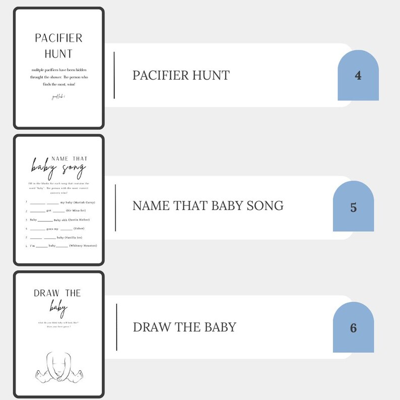 Minimalist Baby Shower Game Bundle | Baby Shower Games | Black and ...