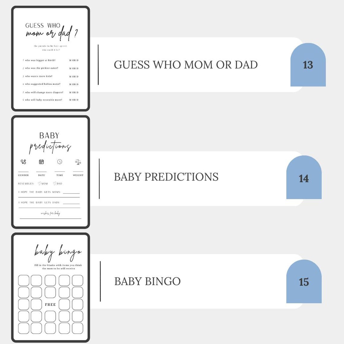 Minimalist Baby Shower Game Bundle: Black & White, 16 Games (editable ...