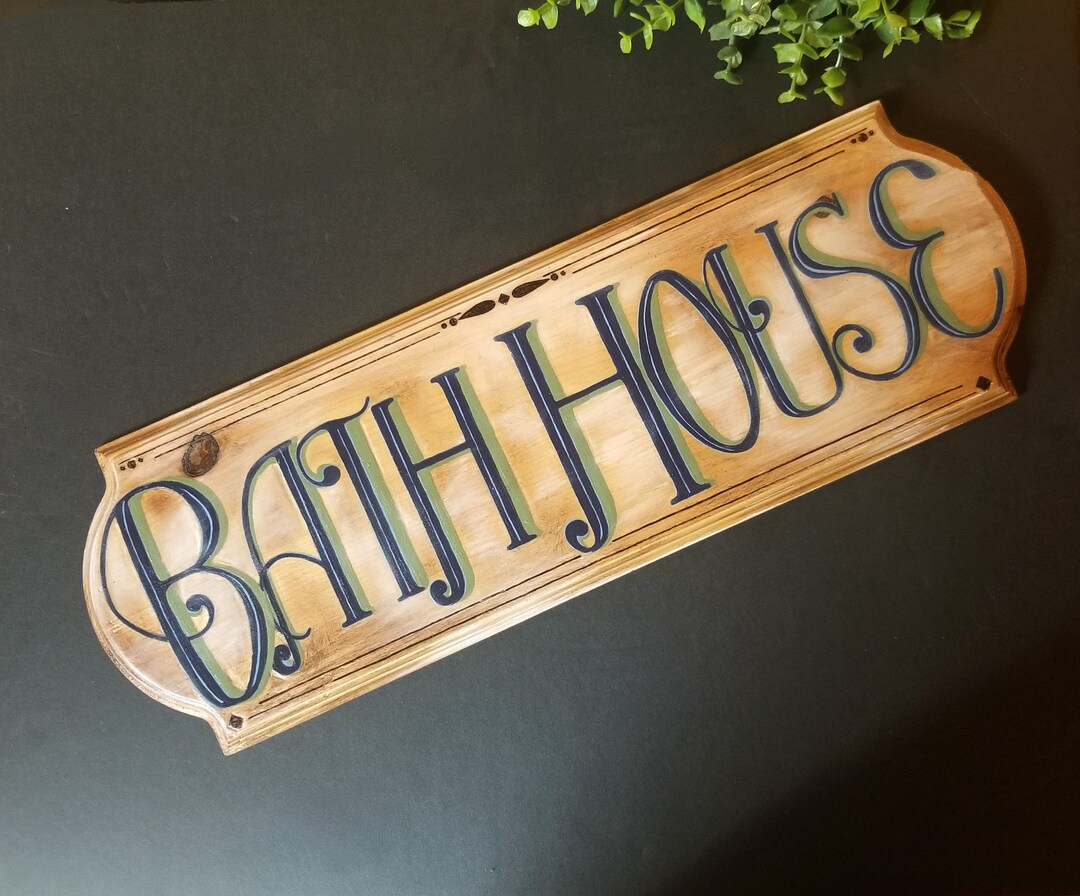 Handmade Wooden Bath House Sign - Etsy