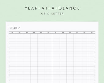 Year at a Glance Printable Undated Yearly Planner Printable - Etsy