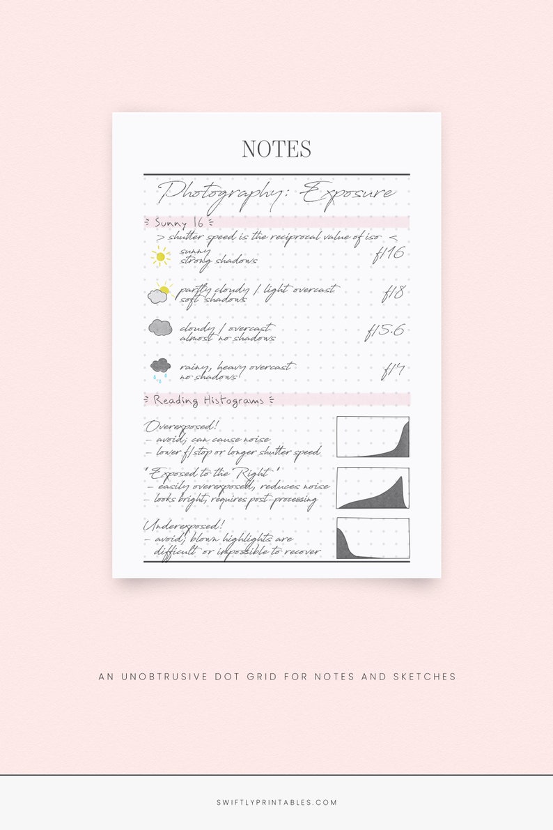 Note Pack Printable Planner Bundle 11 Blank Ruled Dot Grid - Etsy