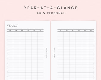 Year at a Glance Printable Undated Yearly Planner Printable - Etsy