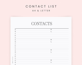 Address Book Inserts Personal and Business Contacts Pages - Etsy