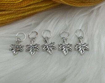 Leaf Stitch Markers Botanical Progress Keepers Leaves Enamel Silver ...