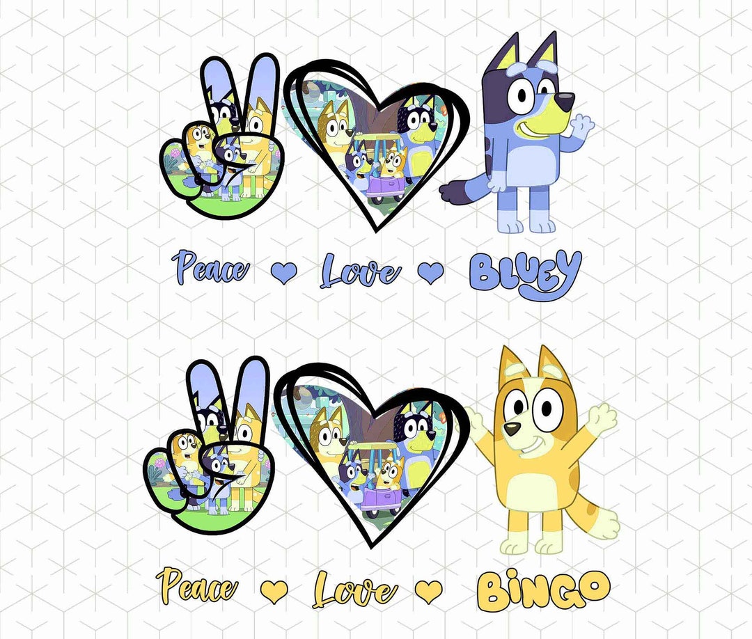 Bluey Peace Love Png, Bluey Peace Love Instant Download Png, Ready to ...