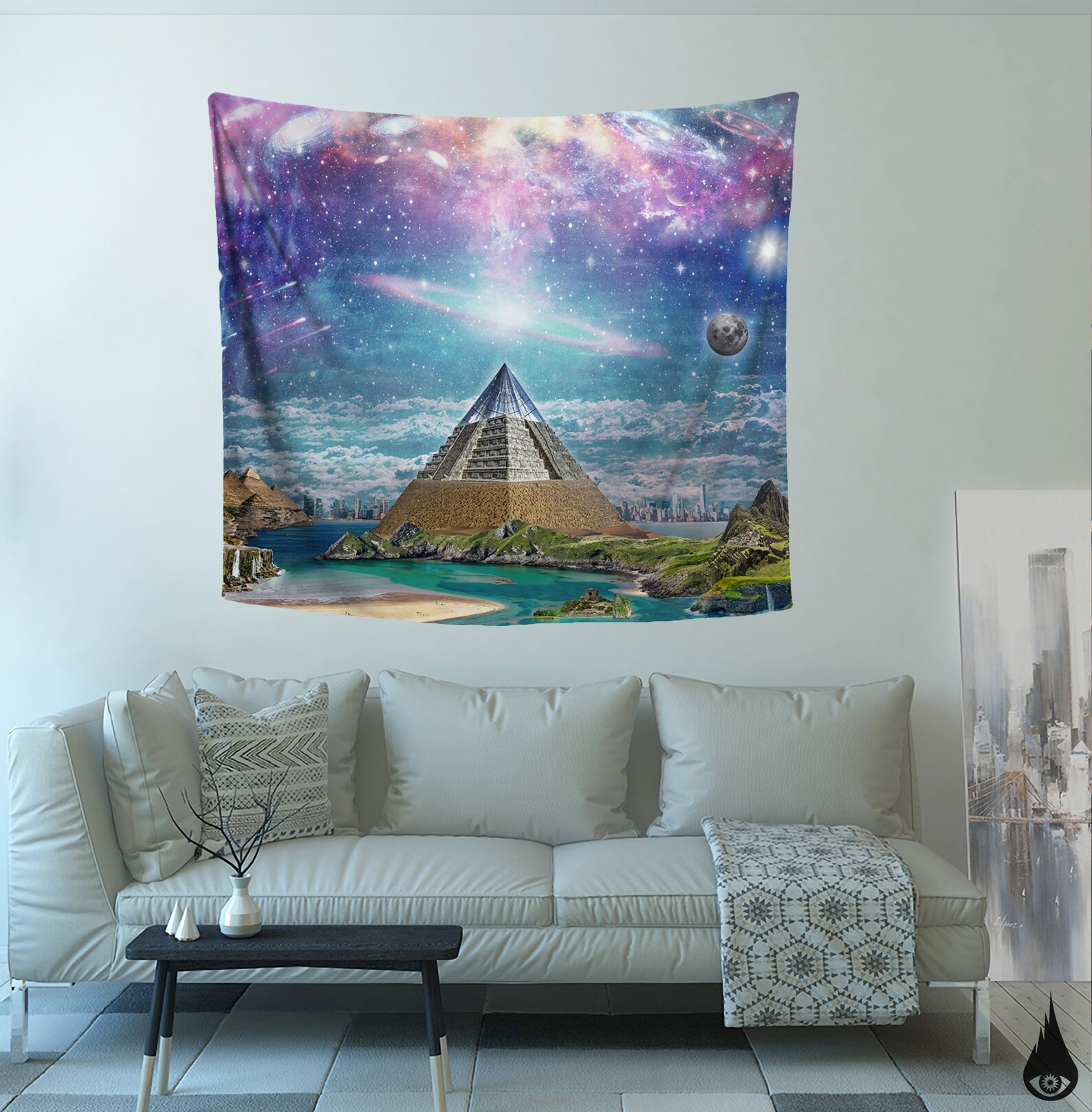 Sacred Pyramid Tapestry Alien Scene Wall Hanging Surreal - Etsy