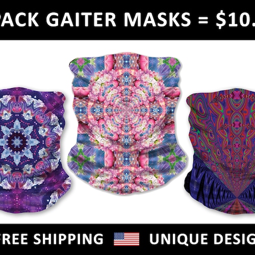 3 Pack Neck Gaiter Bandana Face Mask Multi Functional Etsy