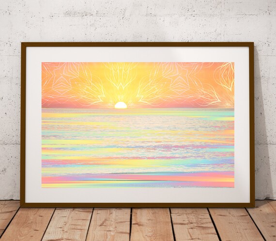Pastel Sea Poster Ocean Wall Poster Mandala Sunset Design - Etsy