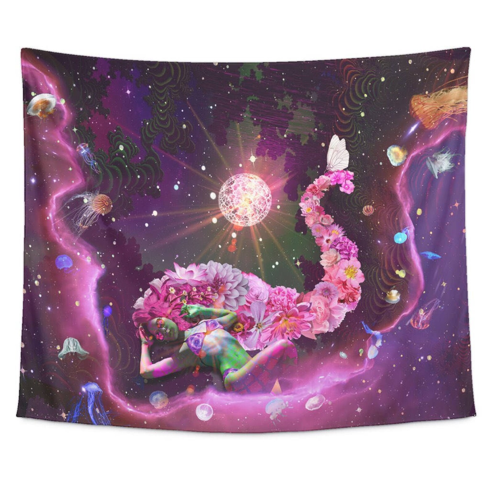 Trippy Space Tapestry Galaxy Girl Dorm Bedroom Decor - Etsy