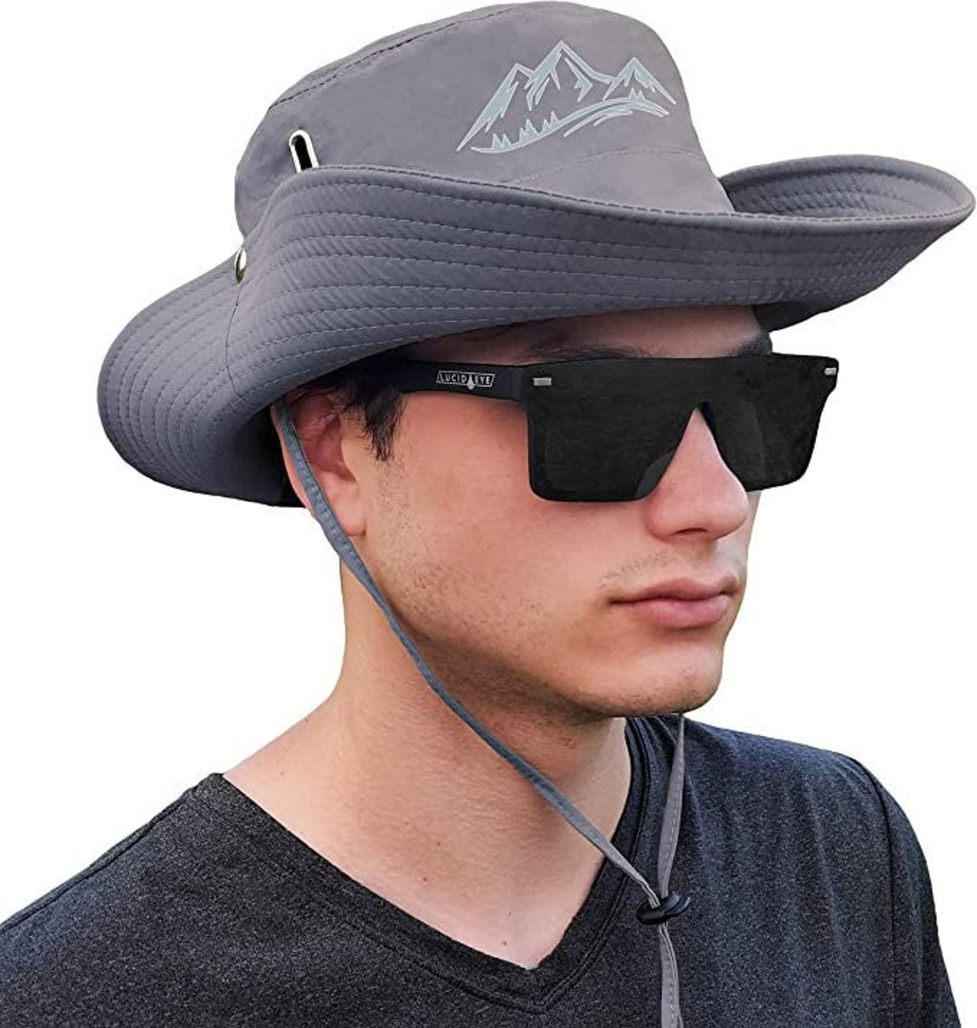 Grey Sun Hat for Women & Men Vented Wide Brim Bucket Hat Boonie Hat ...