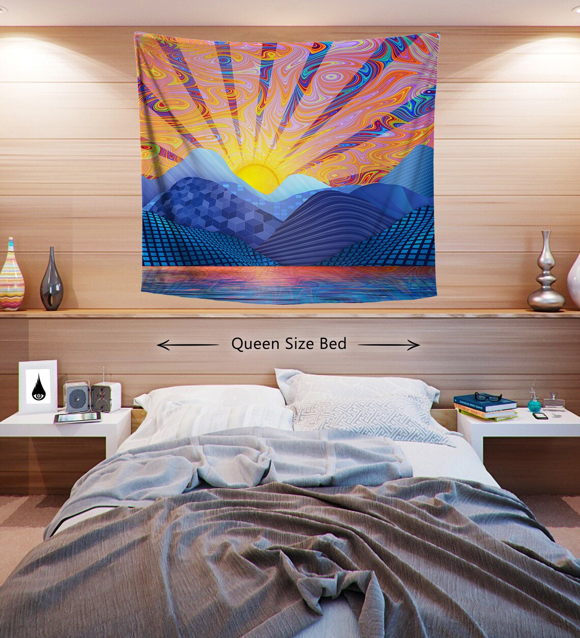 Psychedelic Sunrise Tapestry Blue Mountain Trippy Landscape | Etsy