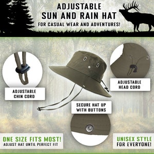 Army Green Sun Hat for Men Women Vented Wide Brim Bucket Hat Boonie Hat ...