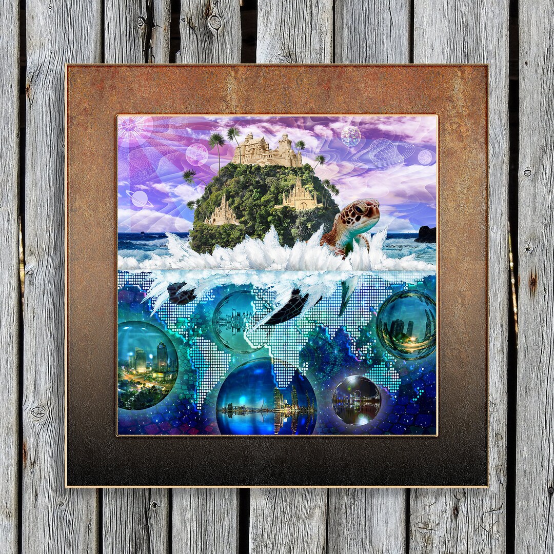 Turtle Island Poster Surreal Psychedelic Pattern Artwork Ocean ...