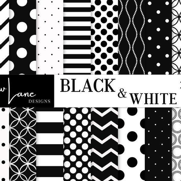 Black and White Digital Papers - Etsy
