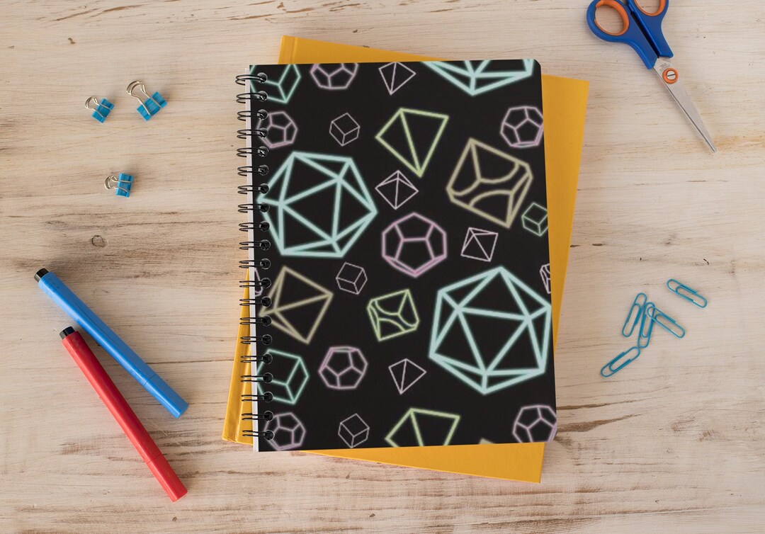 Dnd Dice Pattern Spiral Bound Notebook | 8in X 5in | Lined 90gsm Paper ...