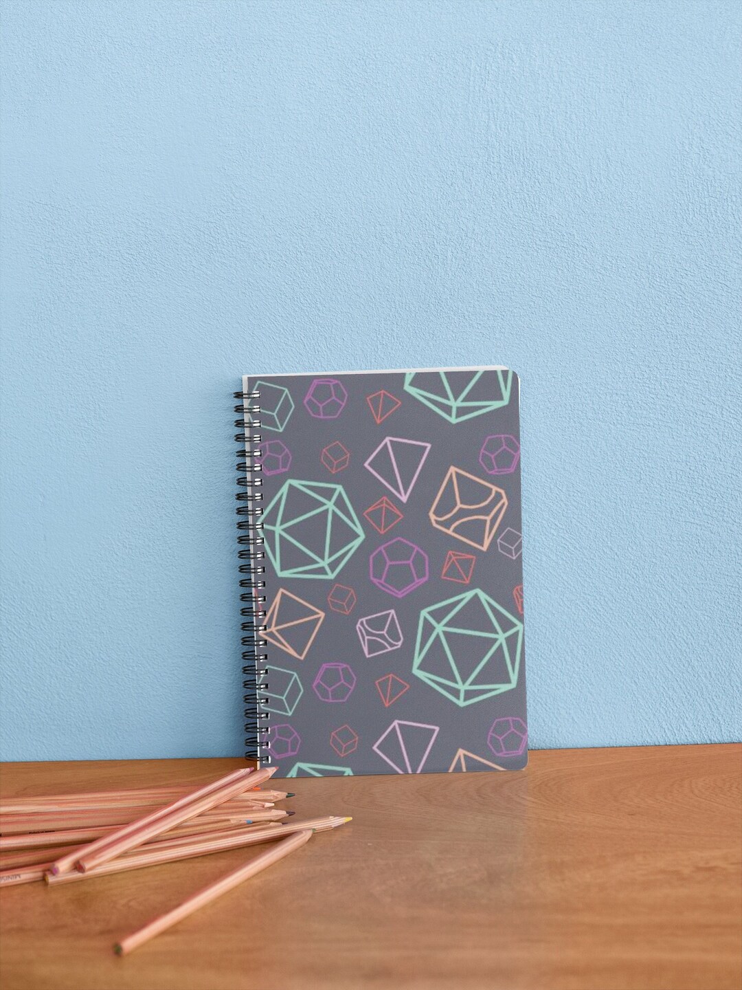 Dnd Dice Pattern Spiral Bound Notebook | 8in X 5in | Lined 90gsm Paper ...