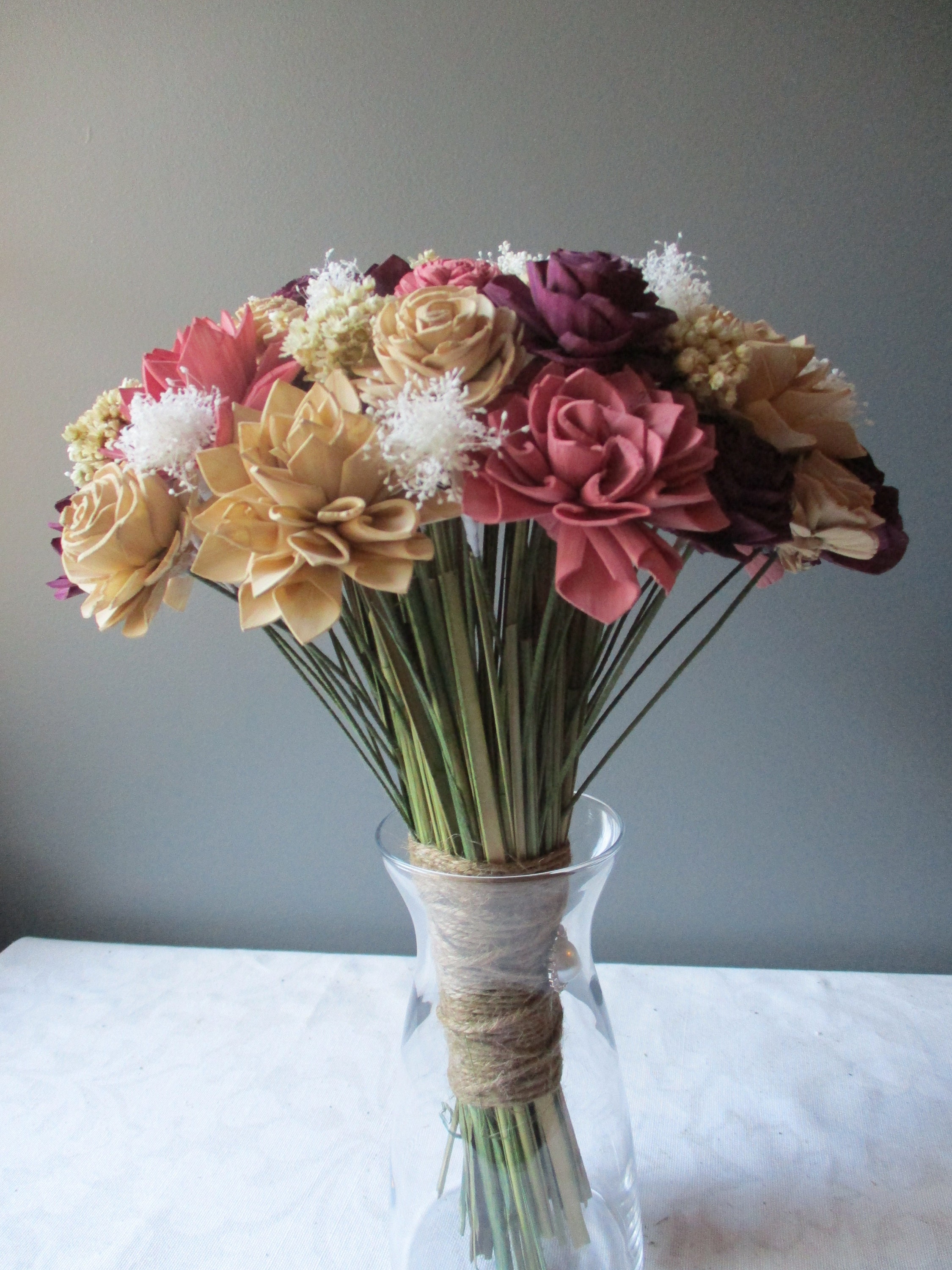 Blushing Bride-tea Rose Blush Dark Plum Linen Wood Flower | Etsy