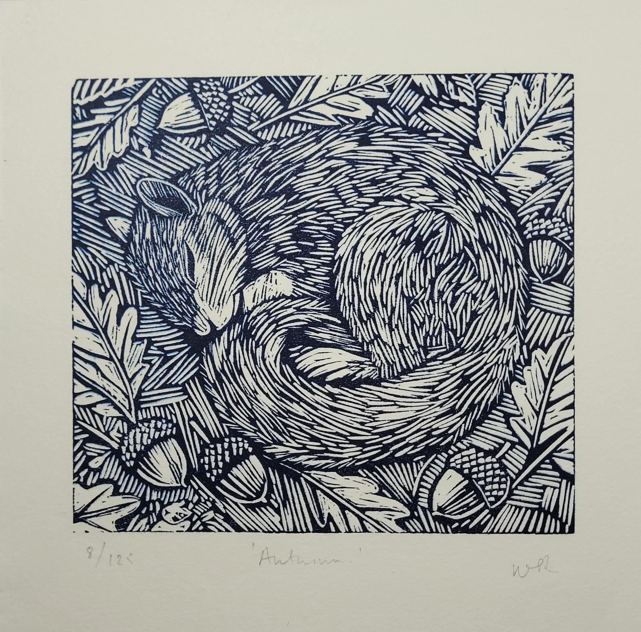 Forest Squirrel Linocut, Hand Printed ,awagami Shiramine Hot Pressed ...