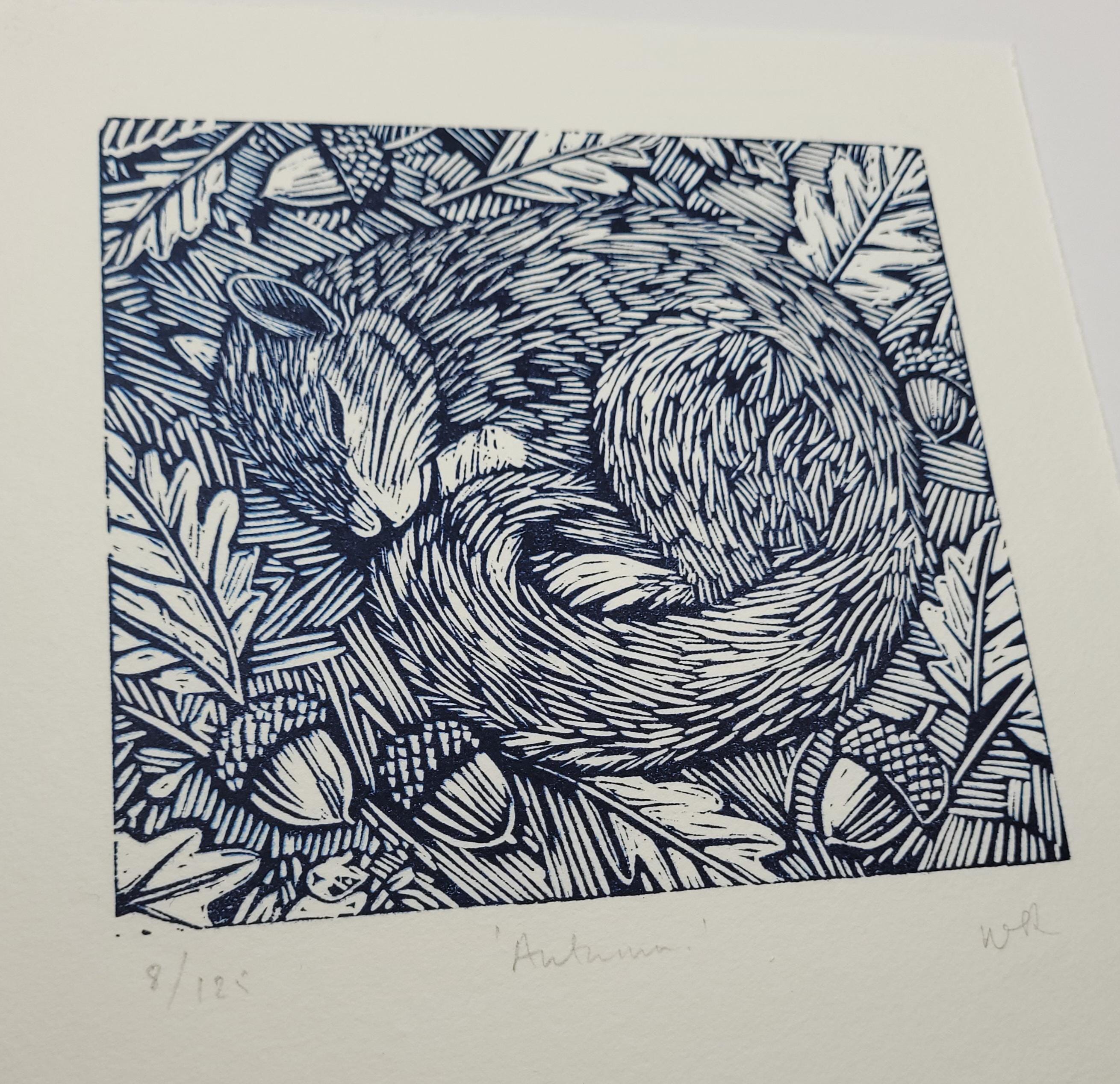 Forest Squirrel Linocut, Hand Printed ,awagami Shiramine Hot Pressed ...