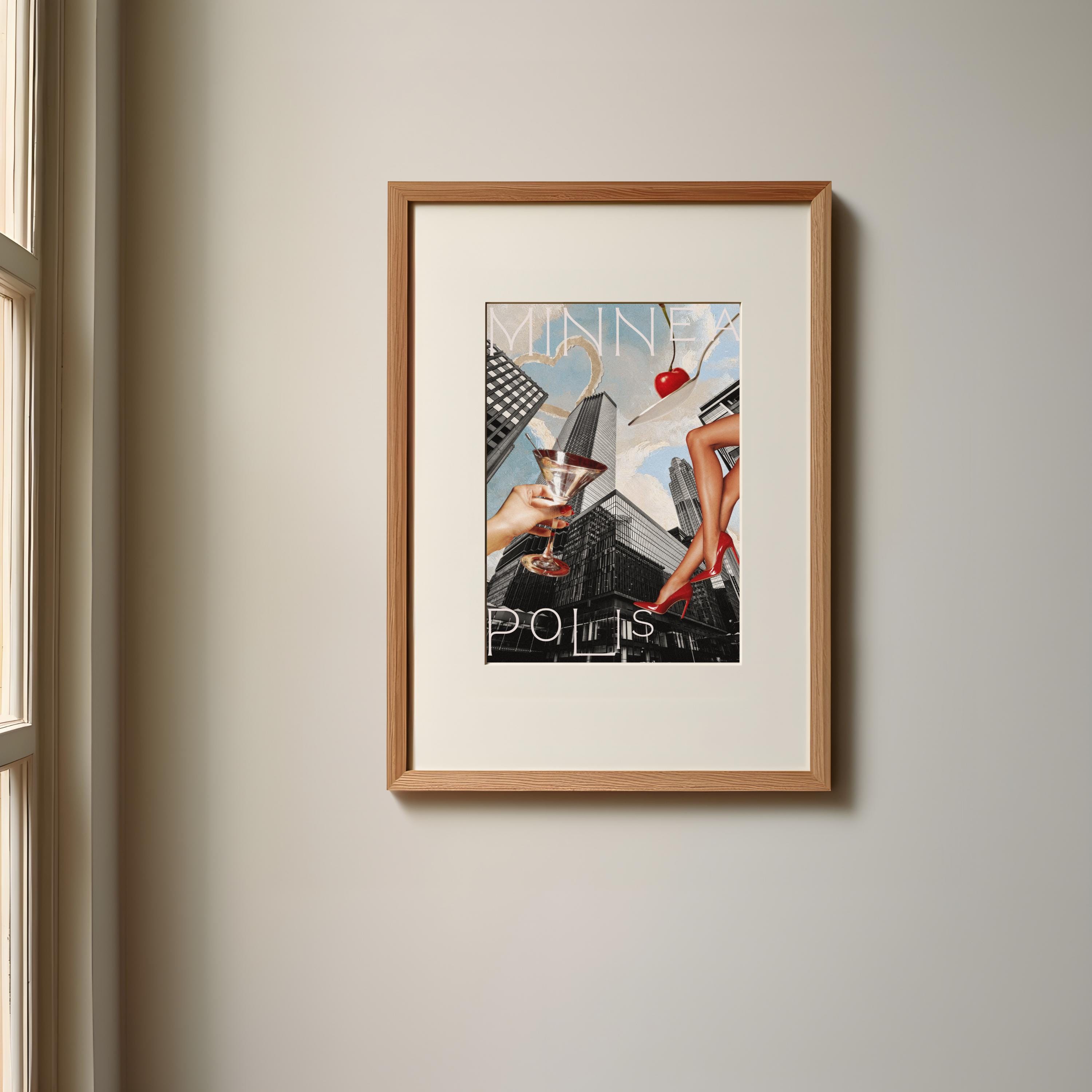 Downtown Minneapolis Retro Y2K Inspired Graphic Wall Art Poster Print ...
