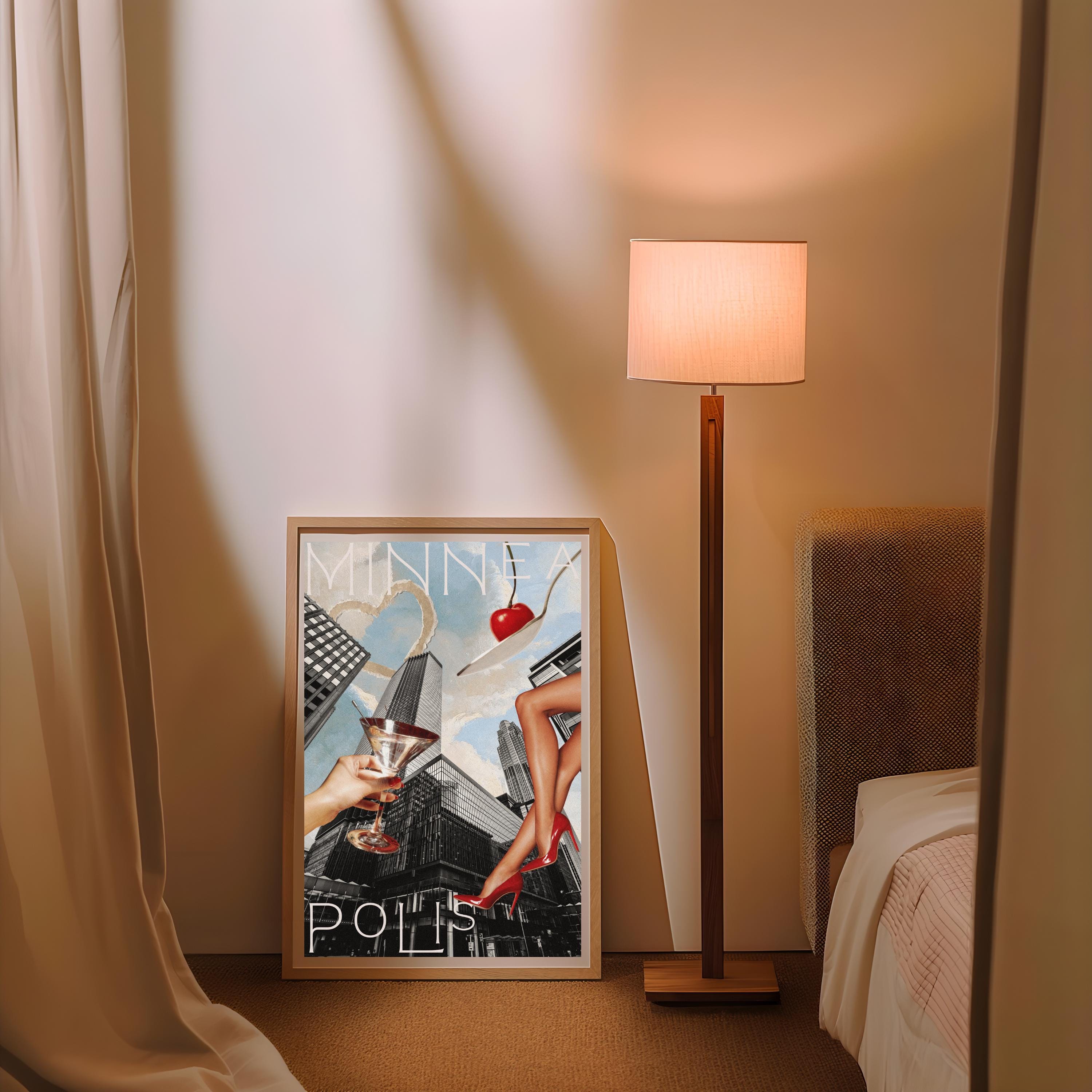 Downtown Minneapolis Retro Y2K Inspired Graphic Wall Art Poster Print ...