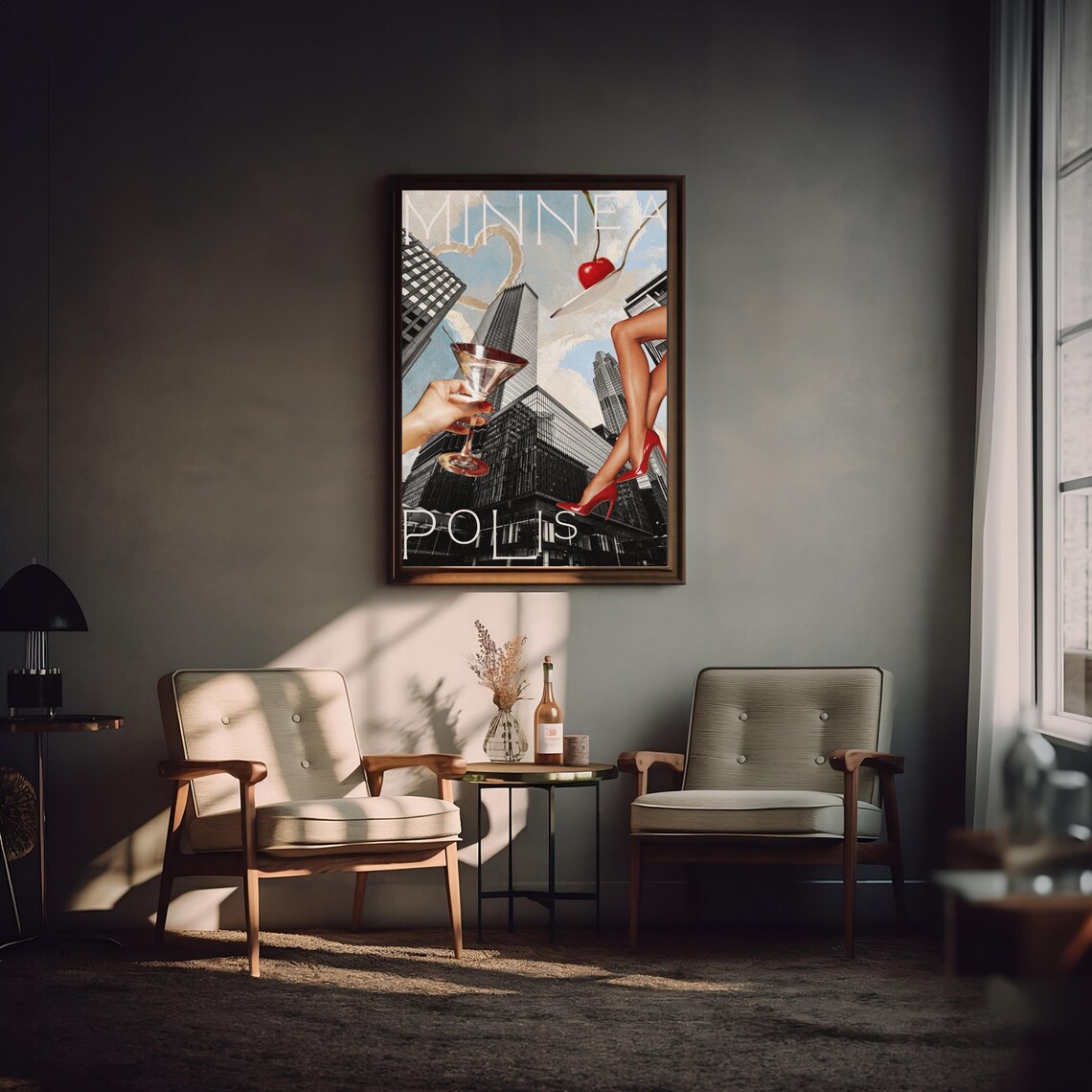 Downtown Minneapolis Retro Y2K Inspired Graphic Wall Art Poster Print ...