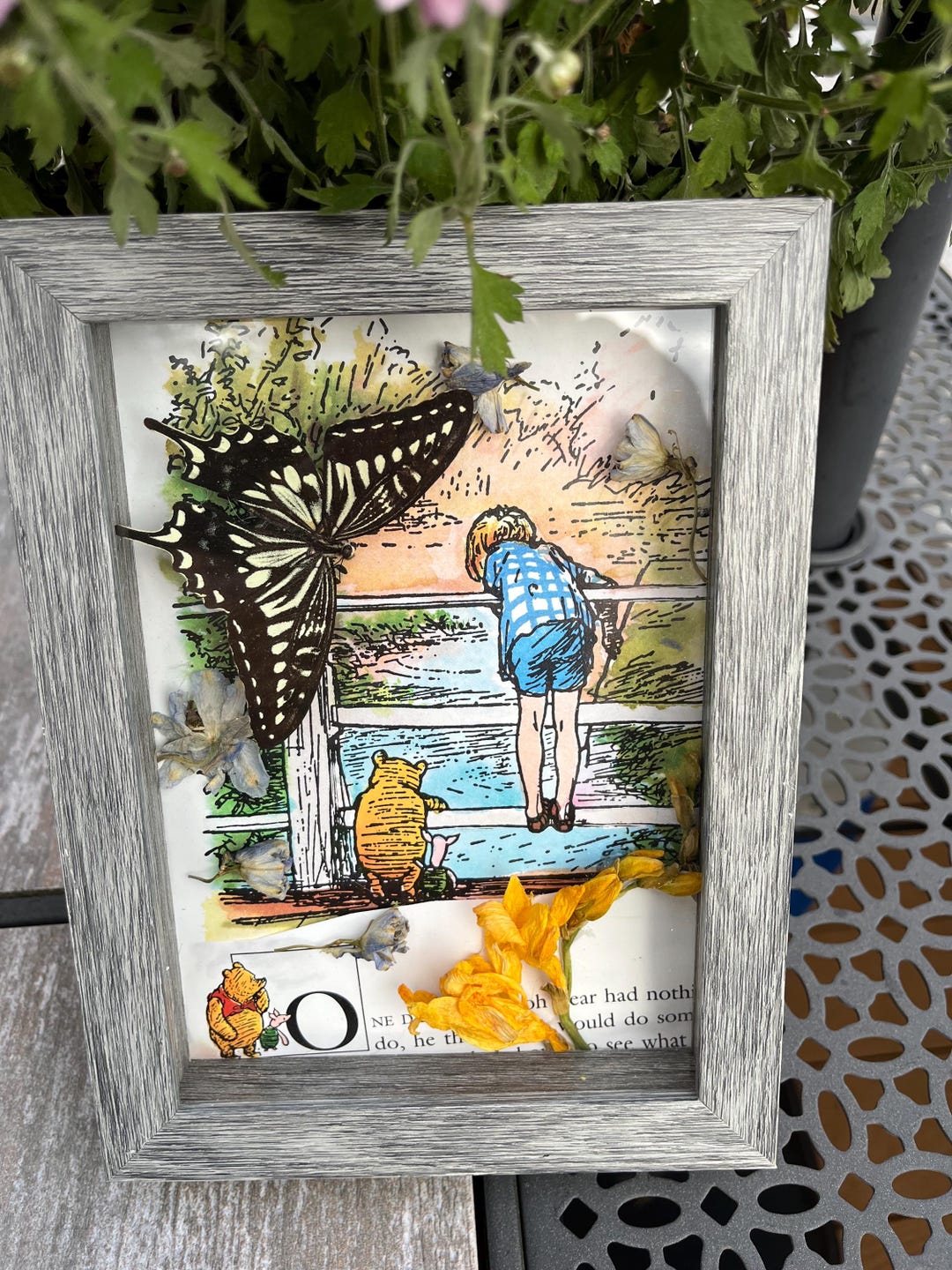 Real Framed Butterfly Winnie the Pooh Christopher Robin Moon Gothic ...