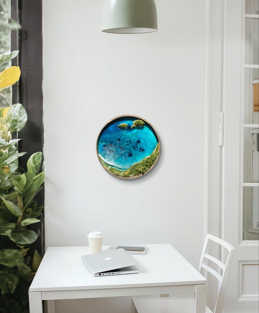 Aerial Round Ocean, Seascape, Ocean Porthole, Round Ocean Painting ...