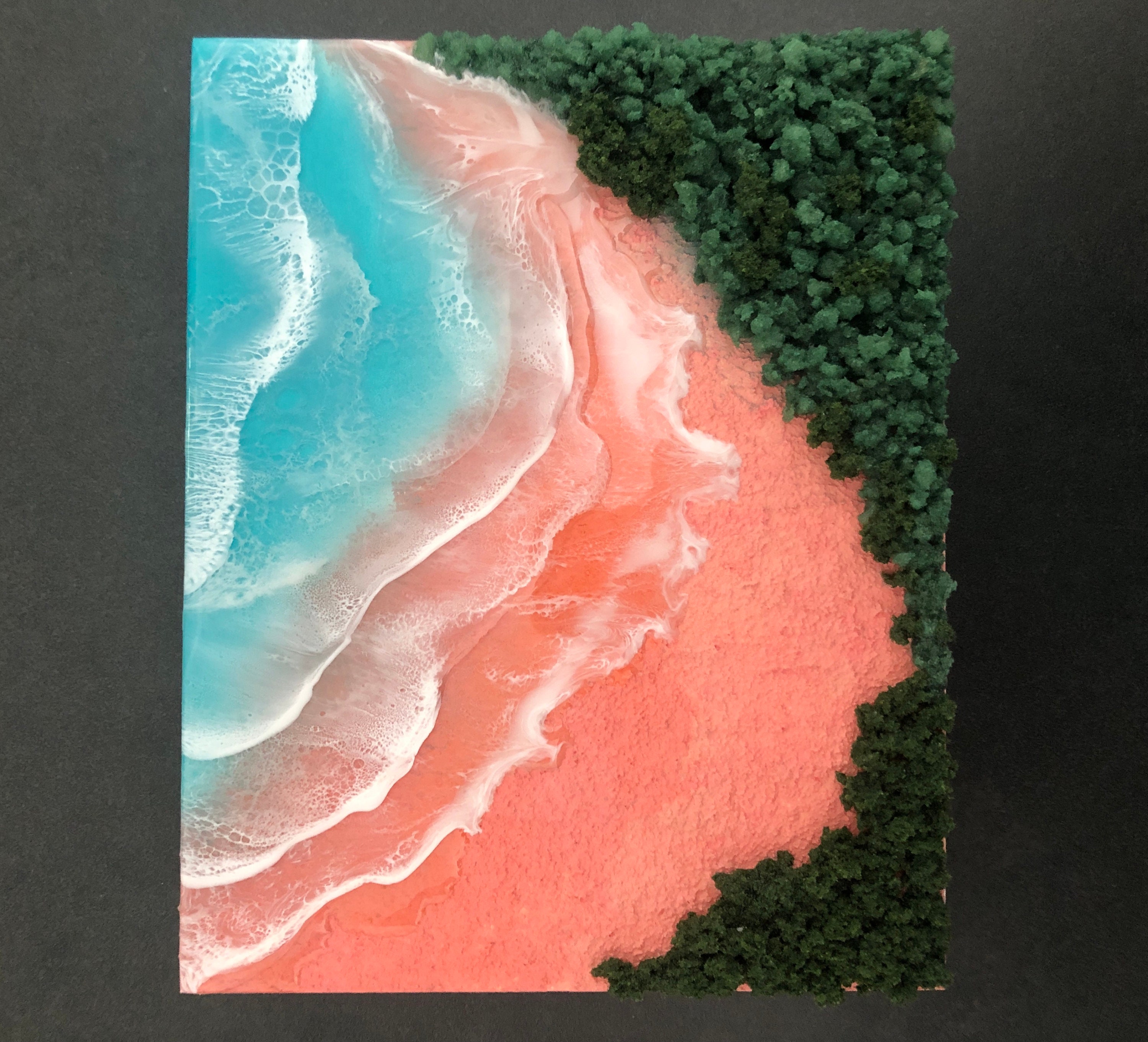 Small Ocean Painting, Unique Ocean Painting, Ocean Wall Art, Pink Sand ...