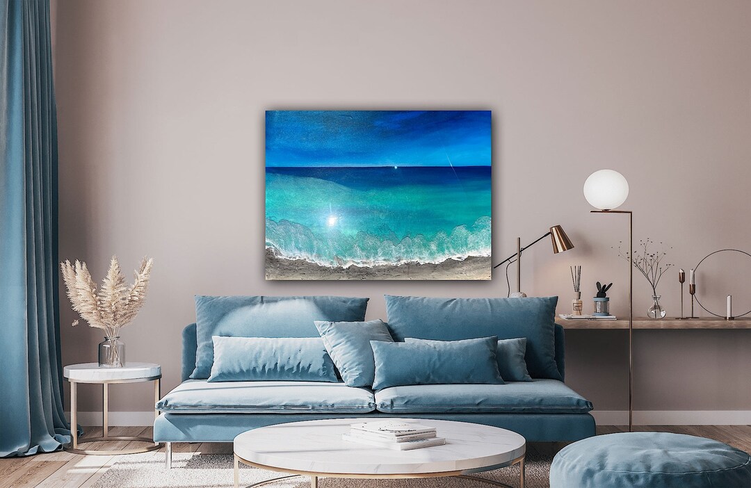 Large Ocean Painting, Beach Painting, Splashing Waves Painting, Large ...