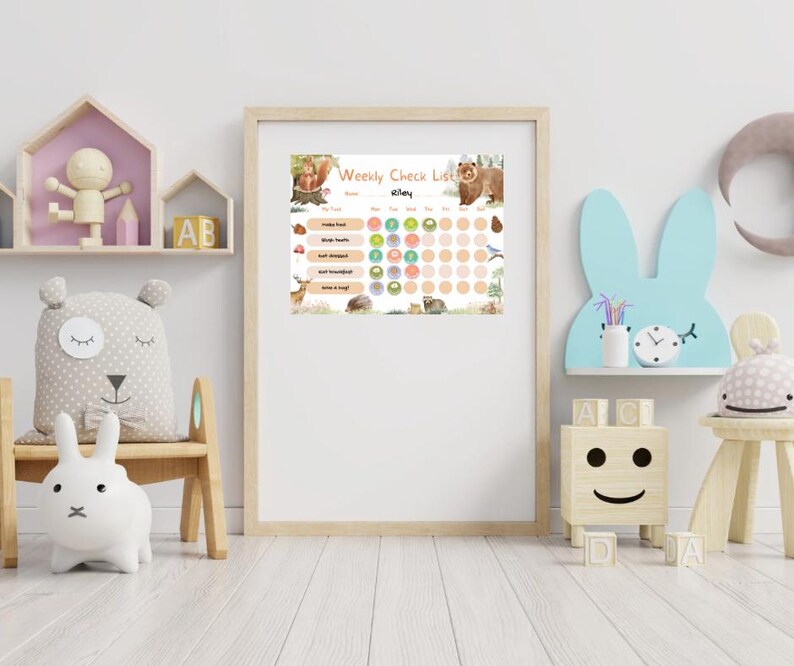 Forest Animals Chore Chart for Kids: Weekly Routine Checklist (PDF) - Etsy