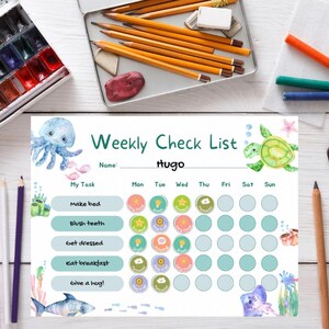 Sea Creatures Chore Chart for Kids: Weekly Routine Tracker (PDF) - Etsy