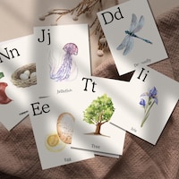 Watercolor Nature Alphabet Cards - Etsy