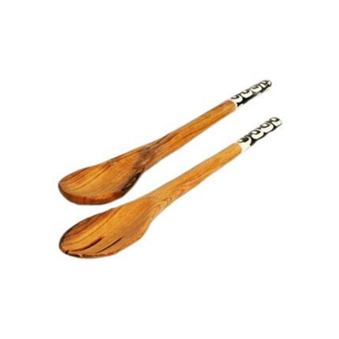 Wooden Oval Spoon& Fork Batik Bone Set/ African Spoon Set/ African ...