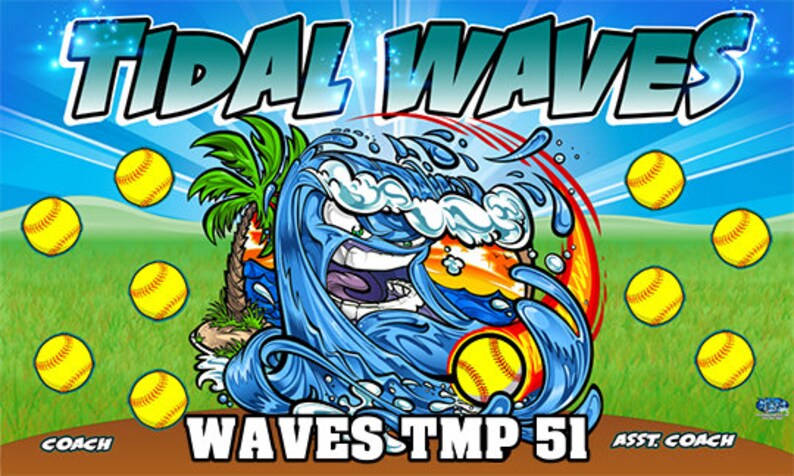 Tidal Waves Tsunamis Riptide Surf Softball Banners - Etsy