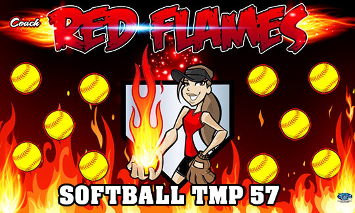 Heat - Fire Softball Banners, 3'x5' Printed Vinyl Banner. 3-5 Bus. Days ...