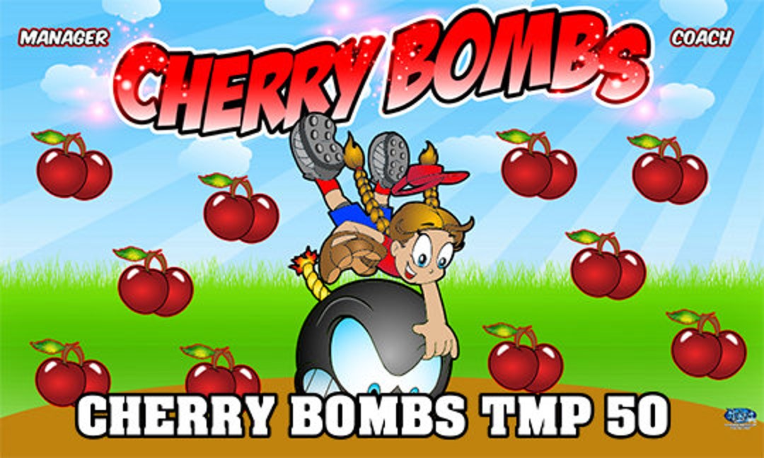 Cherry Bombs Softball Banners, Printed Vinyl Banner. 3-5 Bus. Days ...