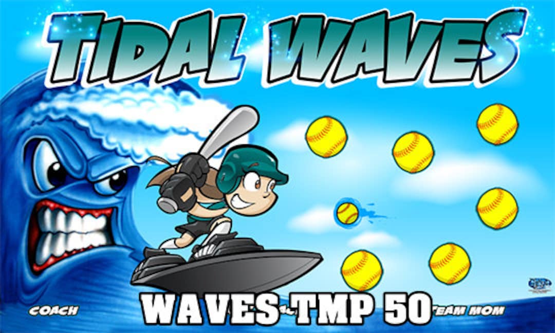 Tidal Waves - Tsunamis - Riptide - Surf Softball Banners, Printed Vinyl ...