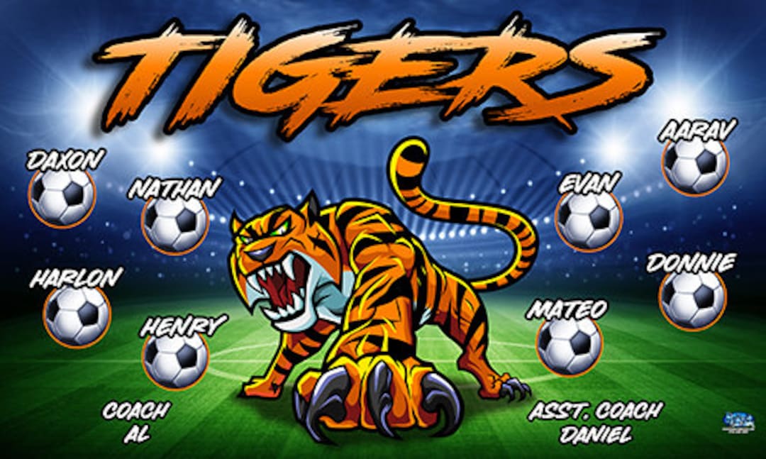 Soccer Tigers Team Banners, Printed Vinyl Banner. 3-5 Bus. Days - Rebel ...