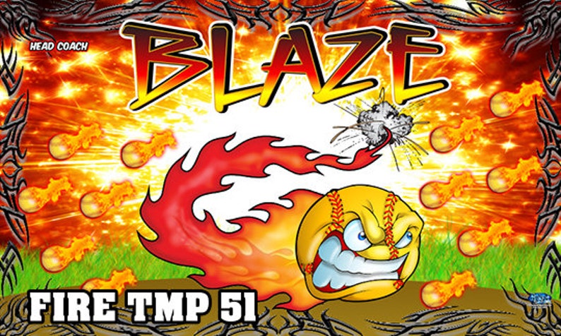 Heat - Fire Softball Banners, 3'x5' Printed Vinyl Banner. 3-5 Bus. Days ...