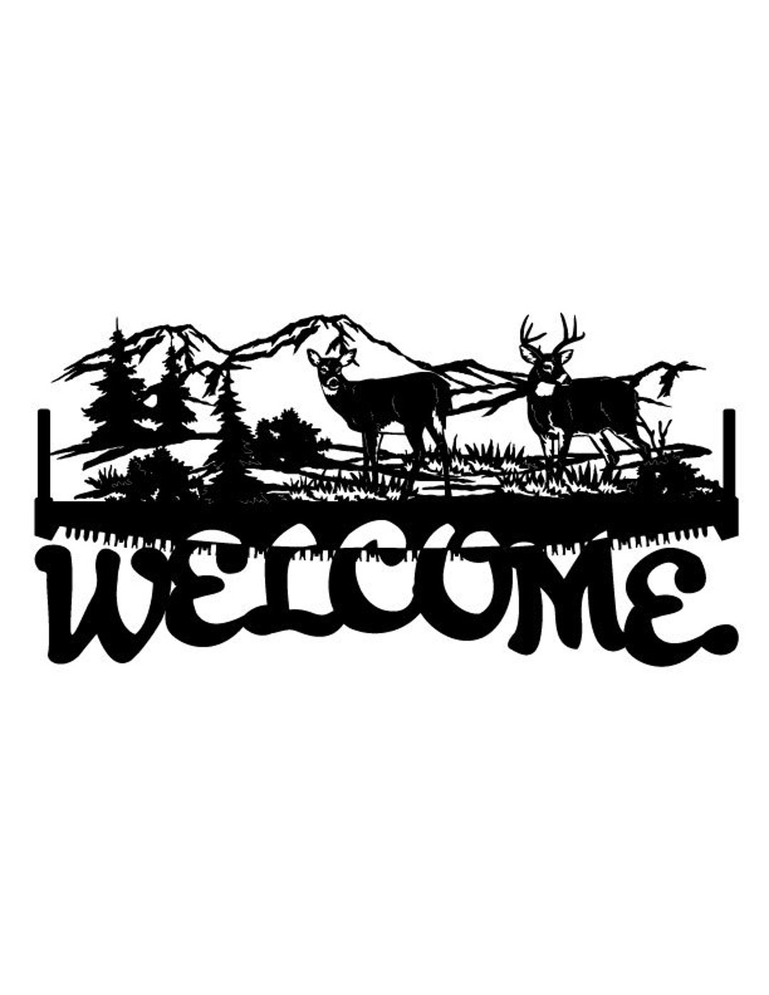 4ft Metal Sign With WELCOME DEER Scene - Etsy