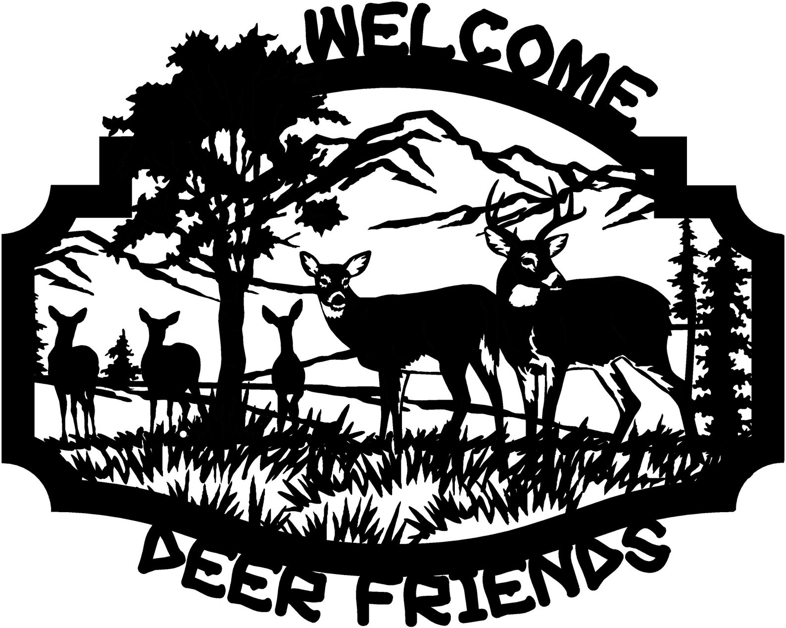 3ft Metal Sign With WELCOME DEER FRIENDS - Etsy