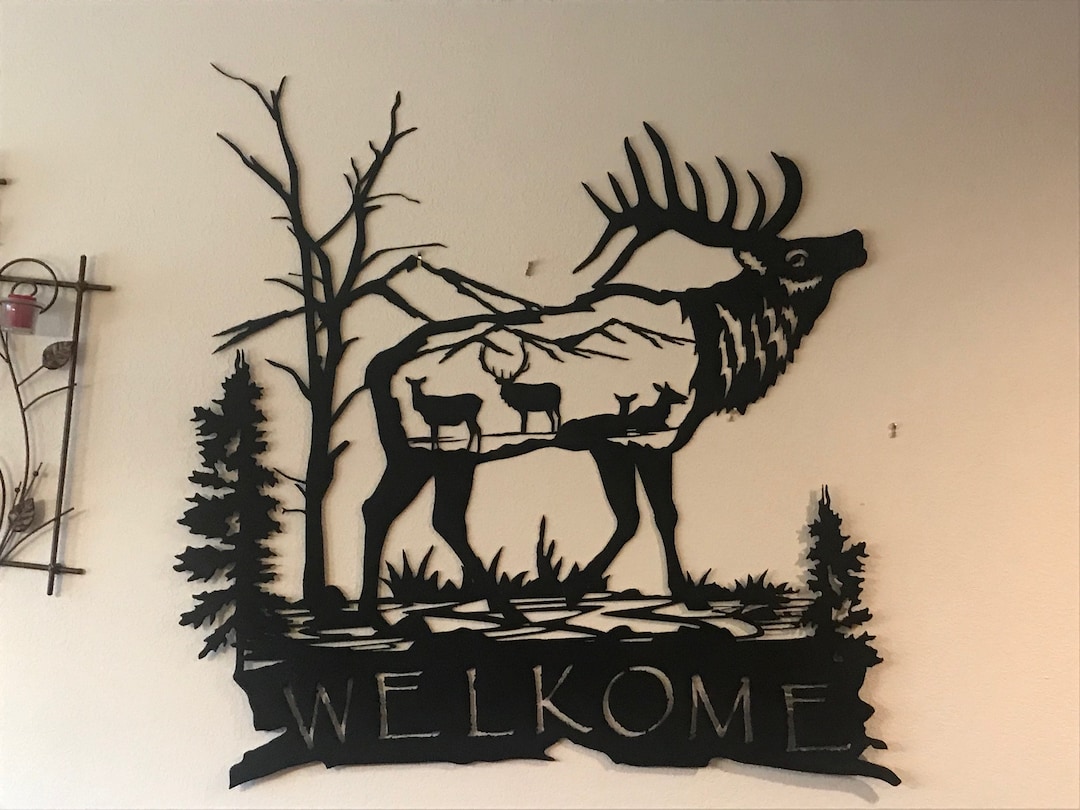Elk Metal Sign With WELCOME Elk Scene 39” Wide - Etsy