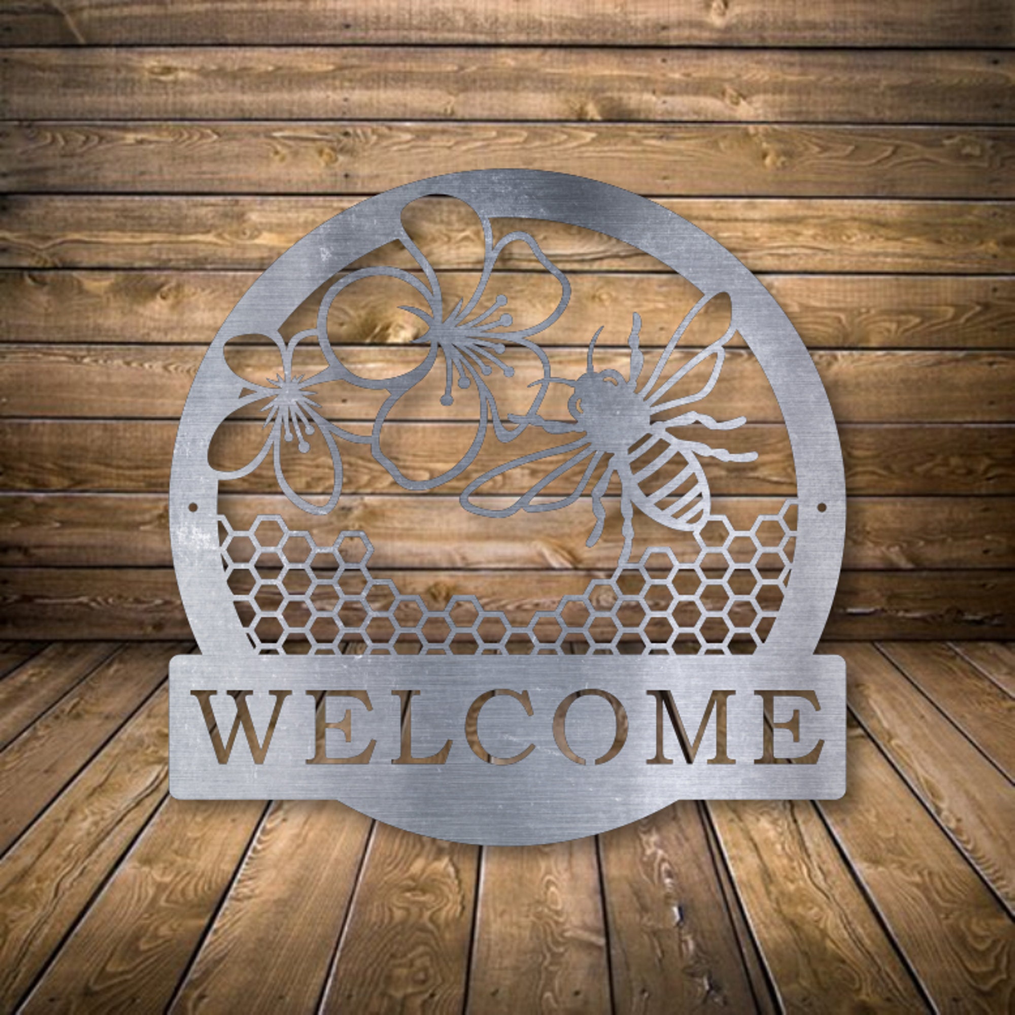 Personalized Bee Welcome Sign, Metal Art, Honeycomb Decor - Etsy